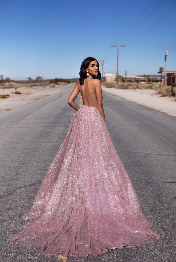 A&N Luxe Electra Rose Gold Glitter Gown | Afterpay | Zip Pay