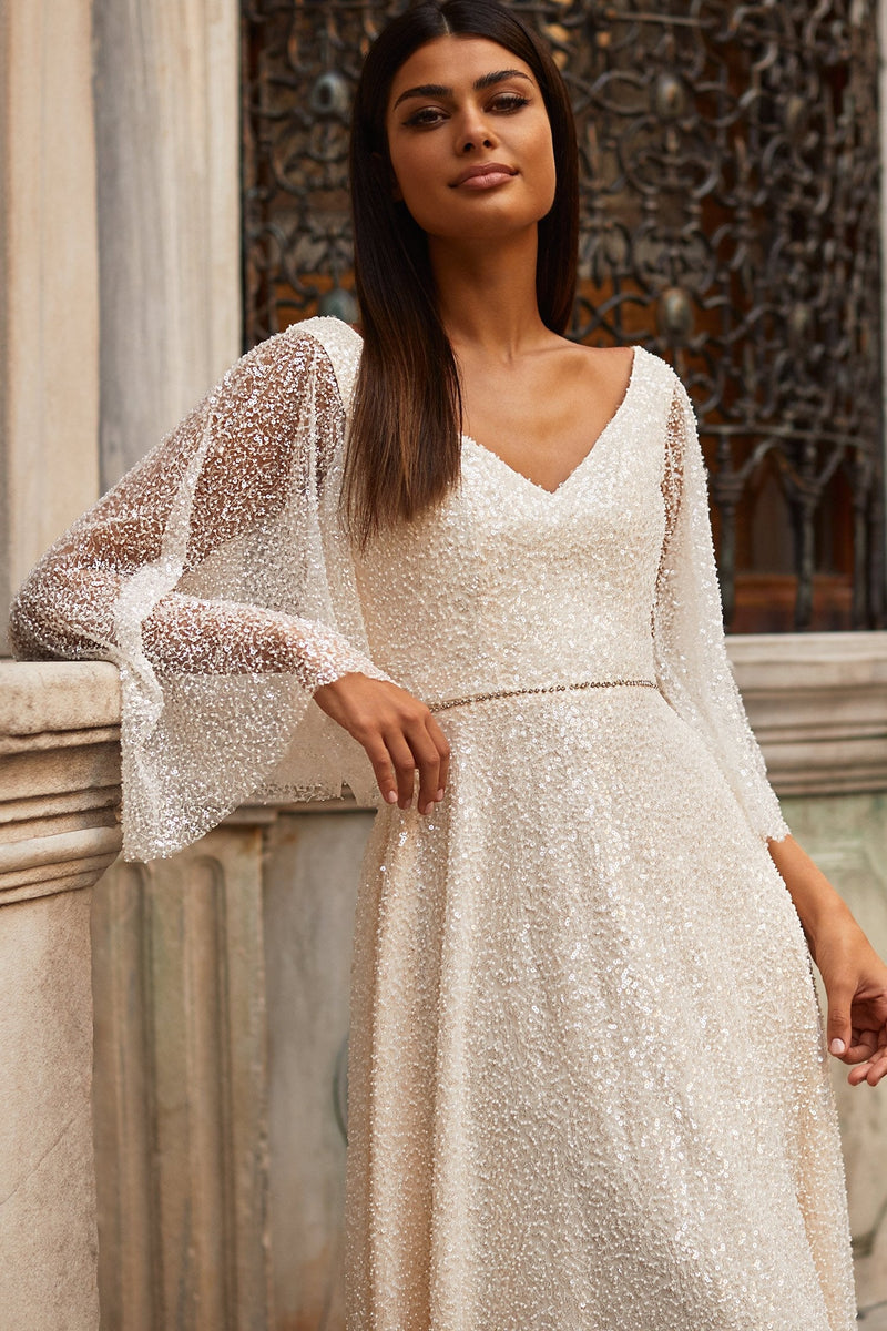 Crystal White Off Shoulder Gown | Afterpay | Zip Pay | Sezzle